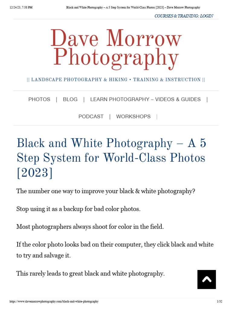 Black and White Photography - A 5 Step System For World-Class Photos ...