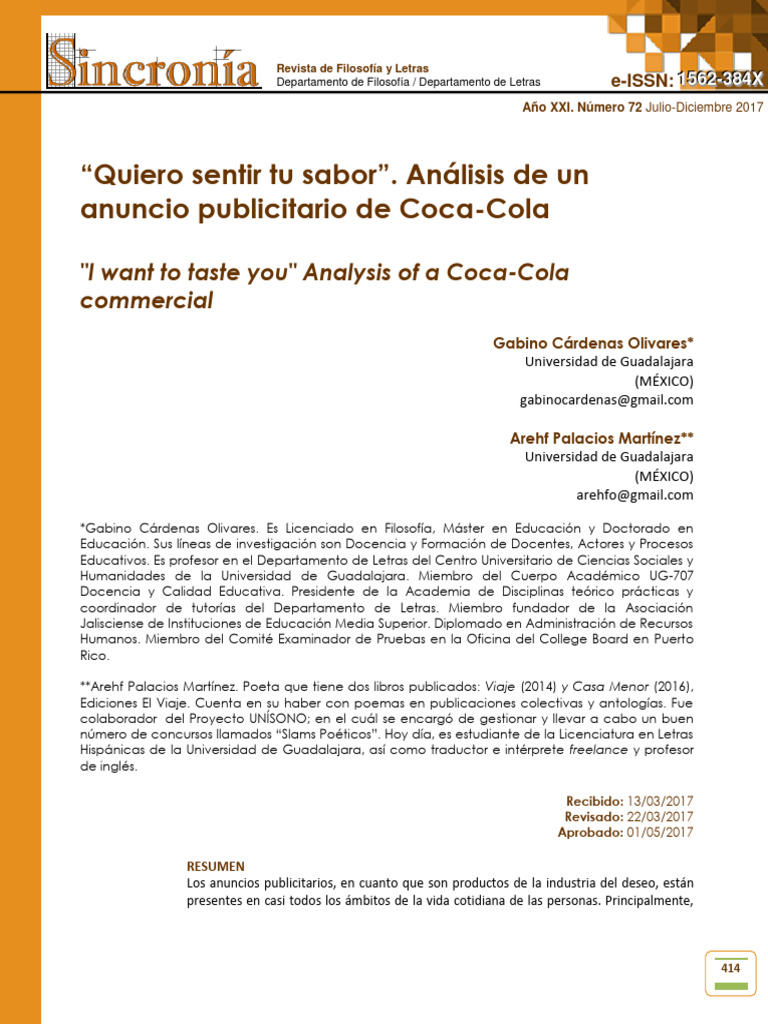 Análisis de un anuncio de Coca-Cola | PDF | Publicidad | Oración ...