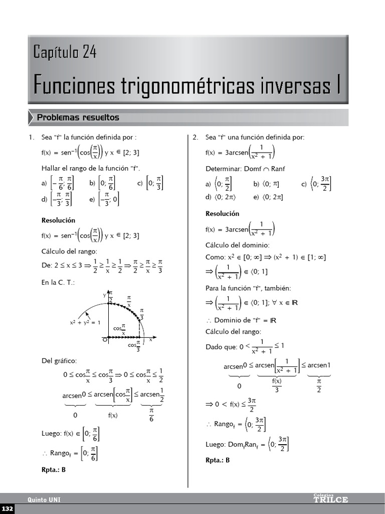 24 Funciones Trigonometricas Inversas I Pdf 9014