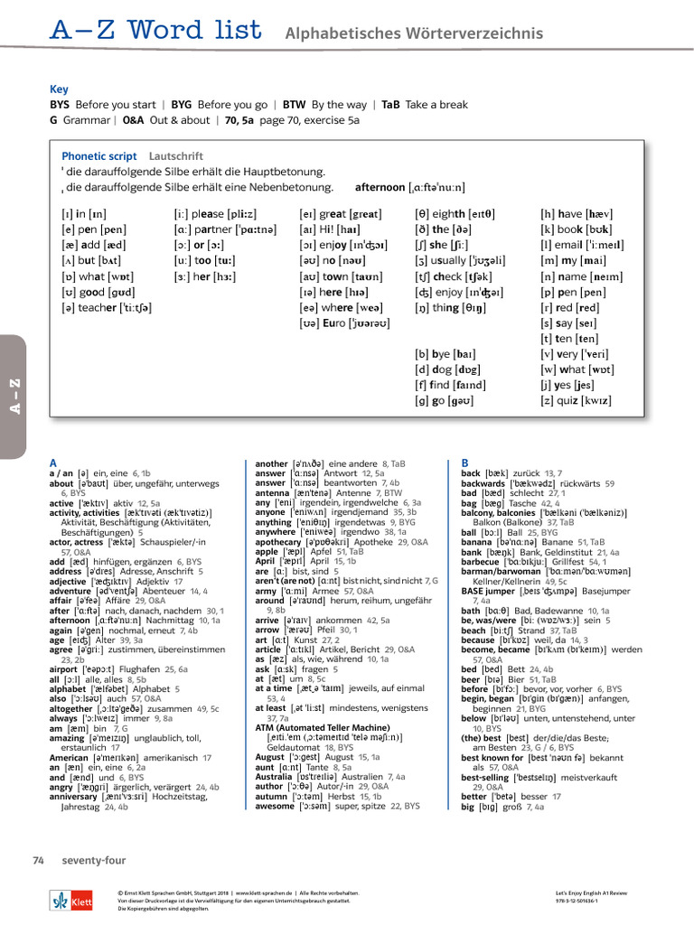 LEE A1 Review Glossar | PDF