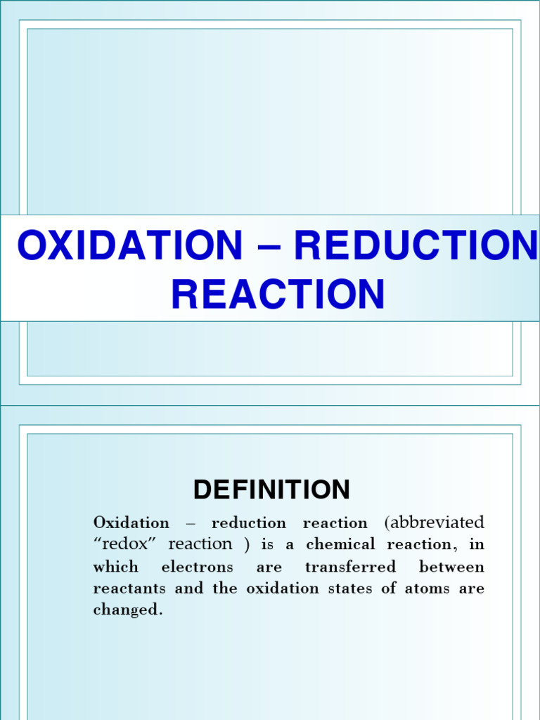 Chapter 3 Oxidation Reduction | PDF | Redox | Chemical Reactions