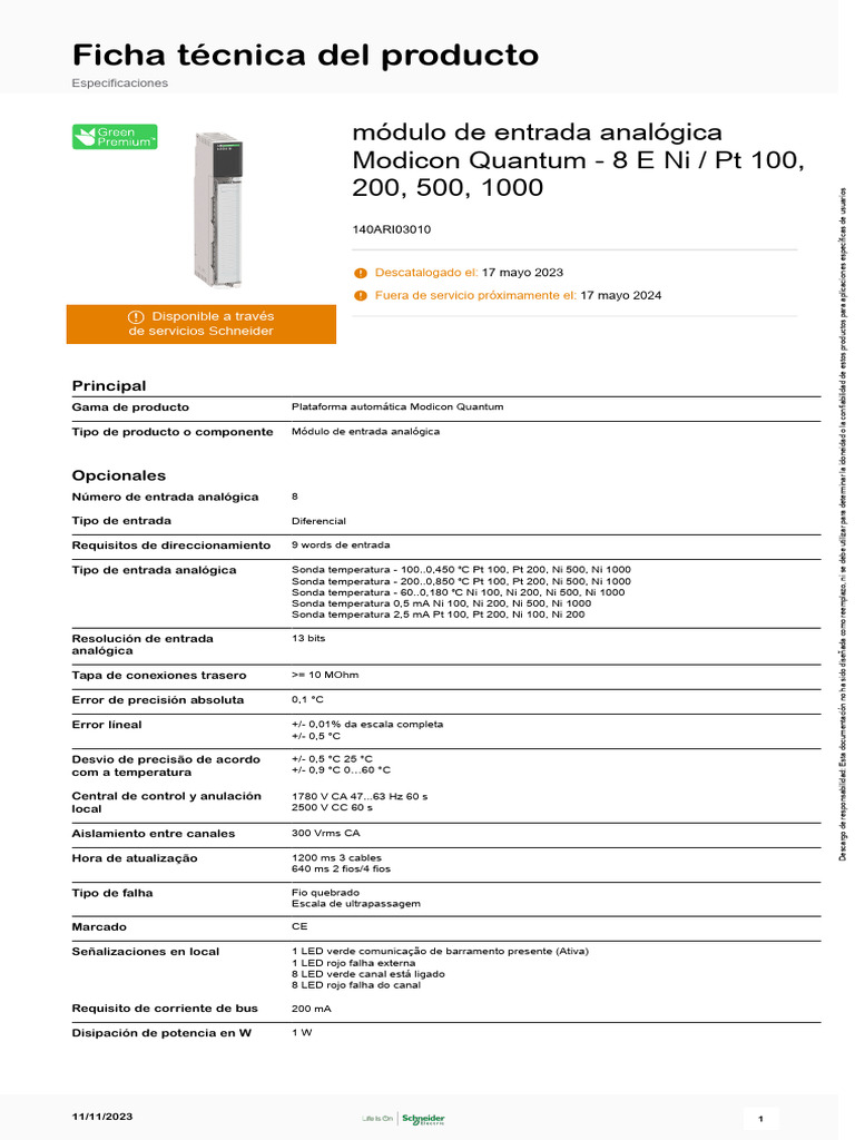 Modicon Quantum - 140ARI03010 | PDF | Diodo emisor de luz | Ciencias ...