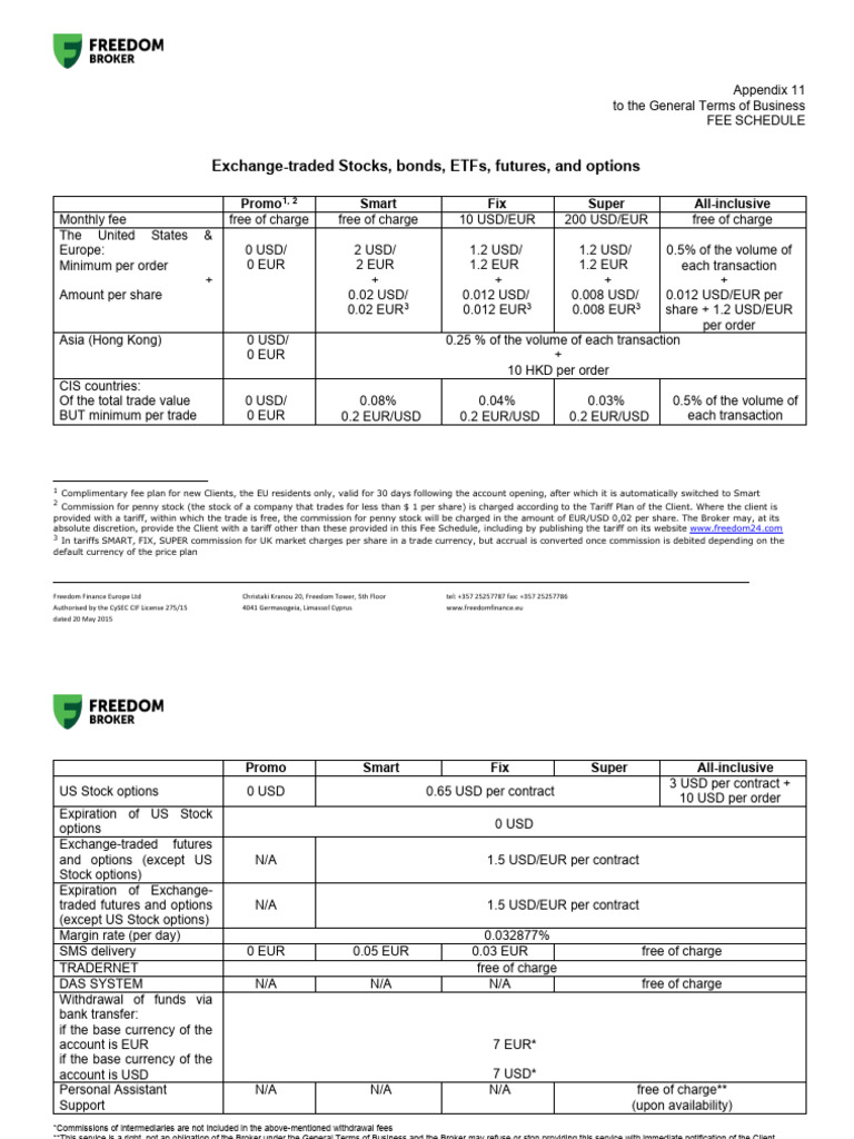 Appendix 11 Fee Schedule | Download Free PDF | Securities (Finance ...
