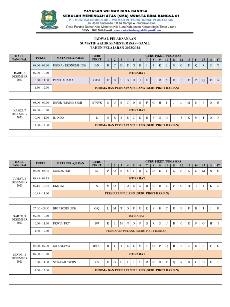 Jadwal SAS 2023 | PDF