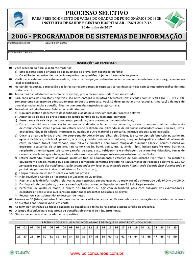 Programador de Sistemas de Informacao | PDF