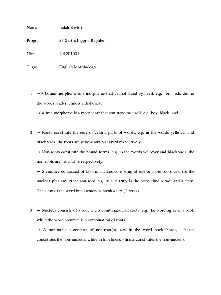 Tugas English Morphology | PDF