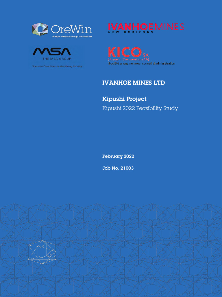 Kipushi 2022 Feasibility Study | PDF | Mining | Statistics