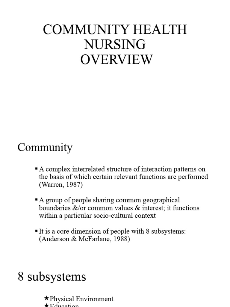 Community Health Nursing Lecture | PDF | Nursing | Health Care
