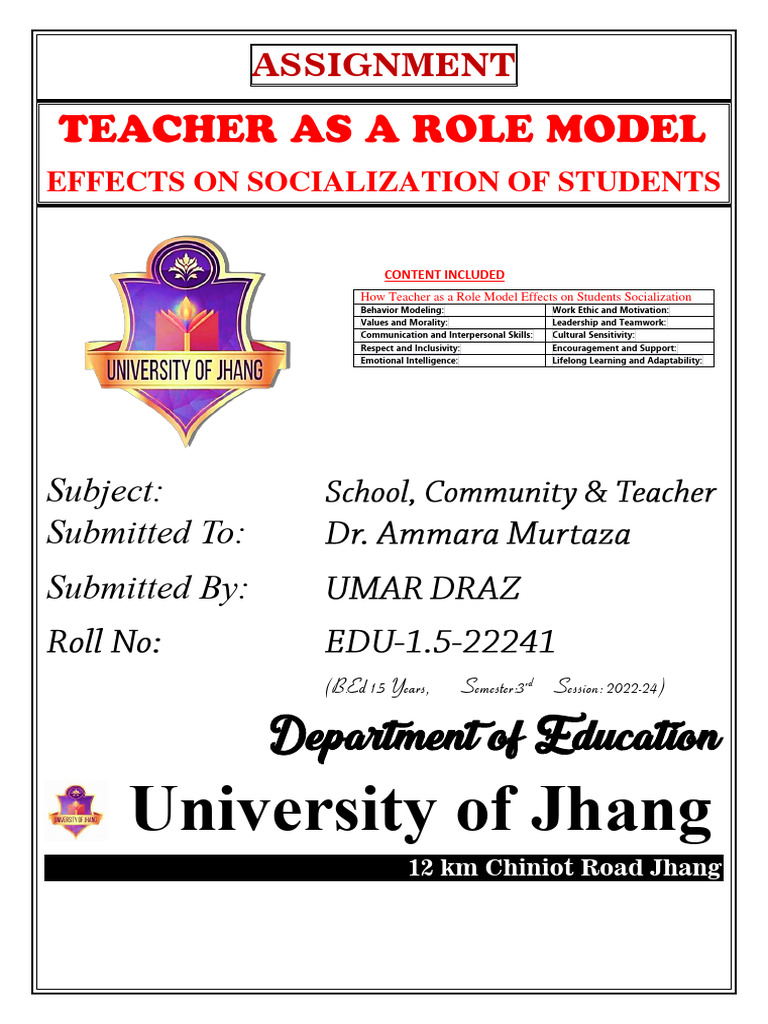 Teacher As A Role Model Effects On Students Socialization | PDF ...