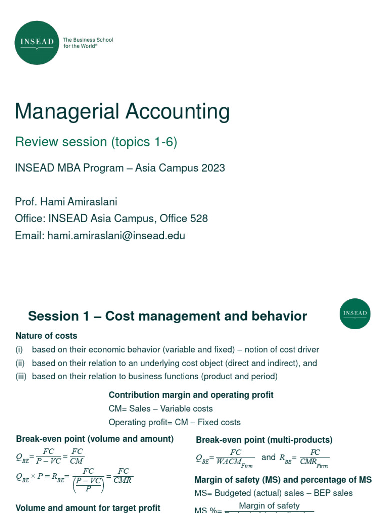 Review Session 01 MA Topics 1-6 Before | PDF | Management Accounting ...