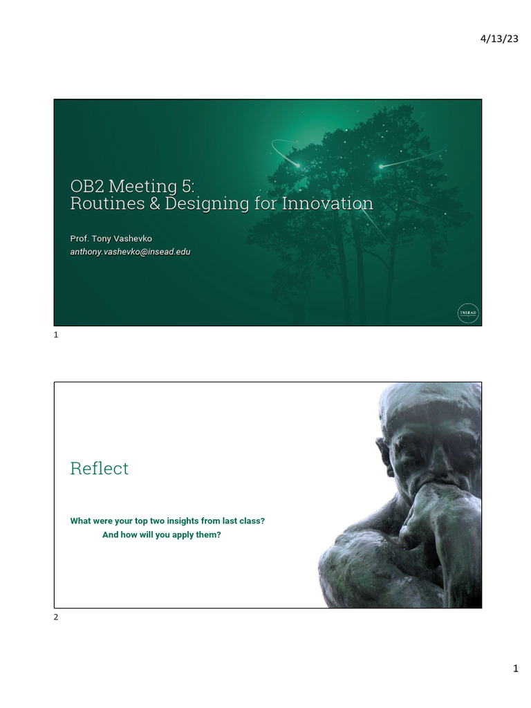 M5 OB2 Handout 05 Routines 23D | PDF | Competitive Advantage | Incentive