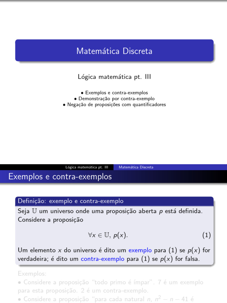 MD Logica Matematica Pt. III Novo | PDF | Lógica matemática | Proposição