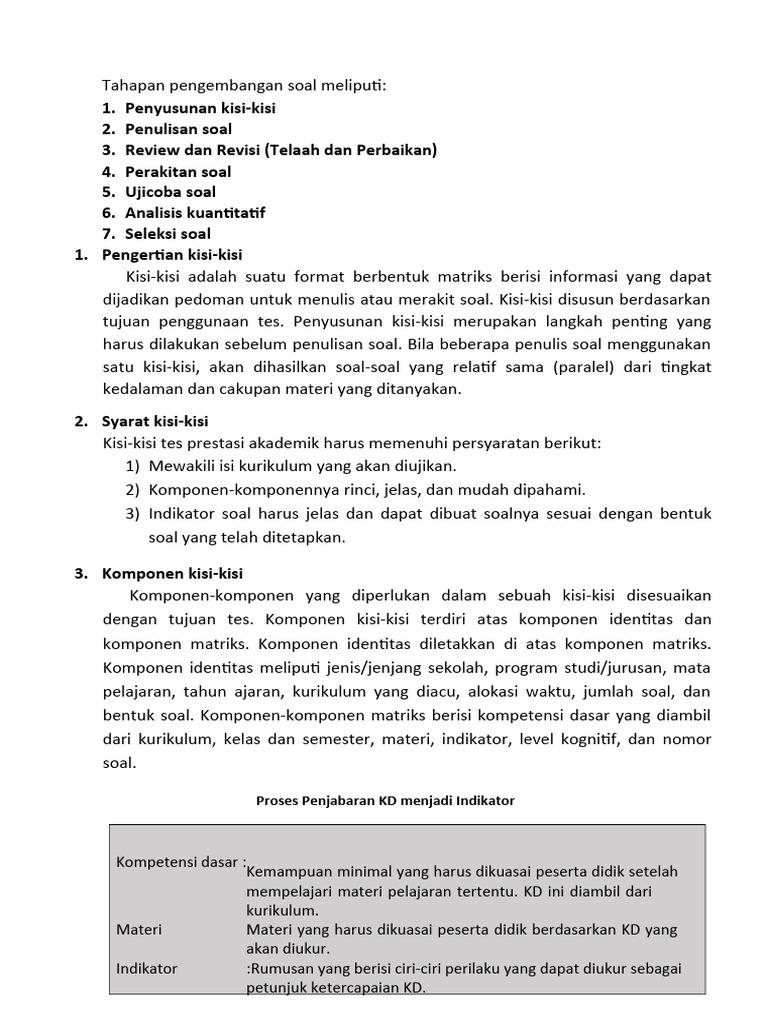 Juknis Penulisan Soal SDMI | PDF