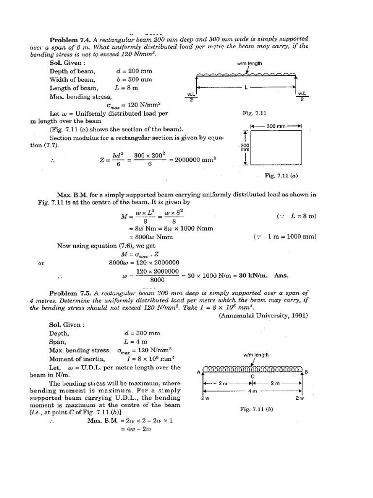 Bending Stress Numericals Pdf