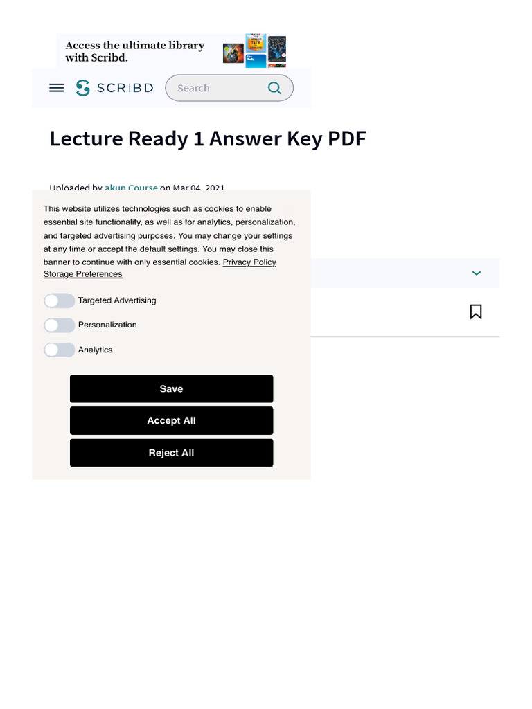 Lecture Ready 1 Answer Key PDF - PDF - Pen - Lecture | PDF | Lecture ...