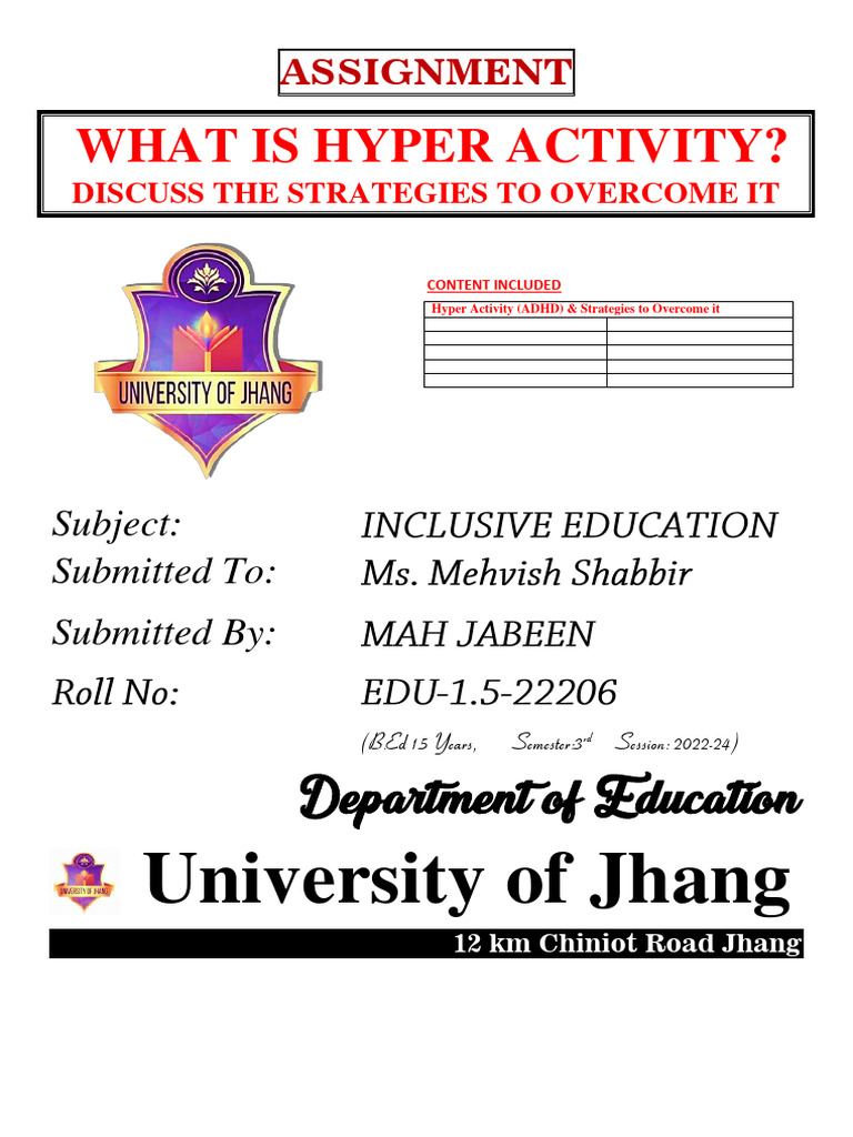 What Is Hyper Activity | Download Free PDF | Attention Deficit ...