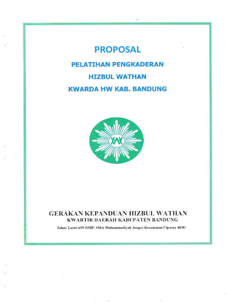 Proposal Pelatihan Pengkaderan Hizbul Wathan | PDF