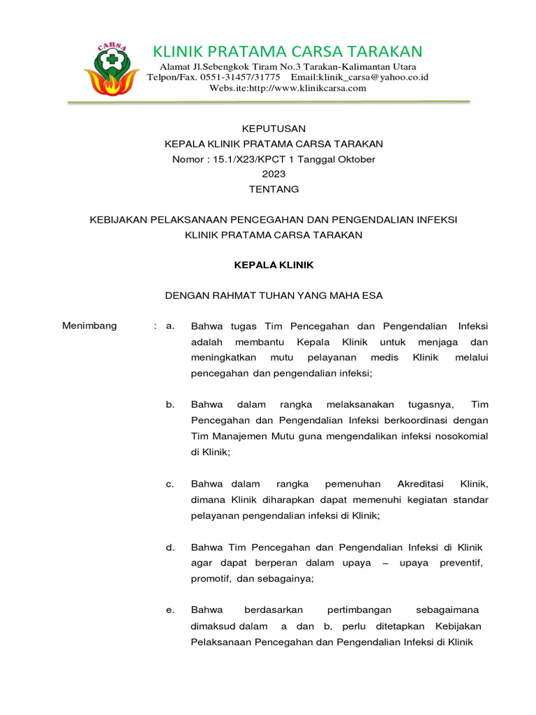 SK TIM PPI Klinik Permai Medika Fix | PDF | Kesehatan Holistik