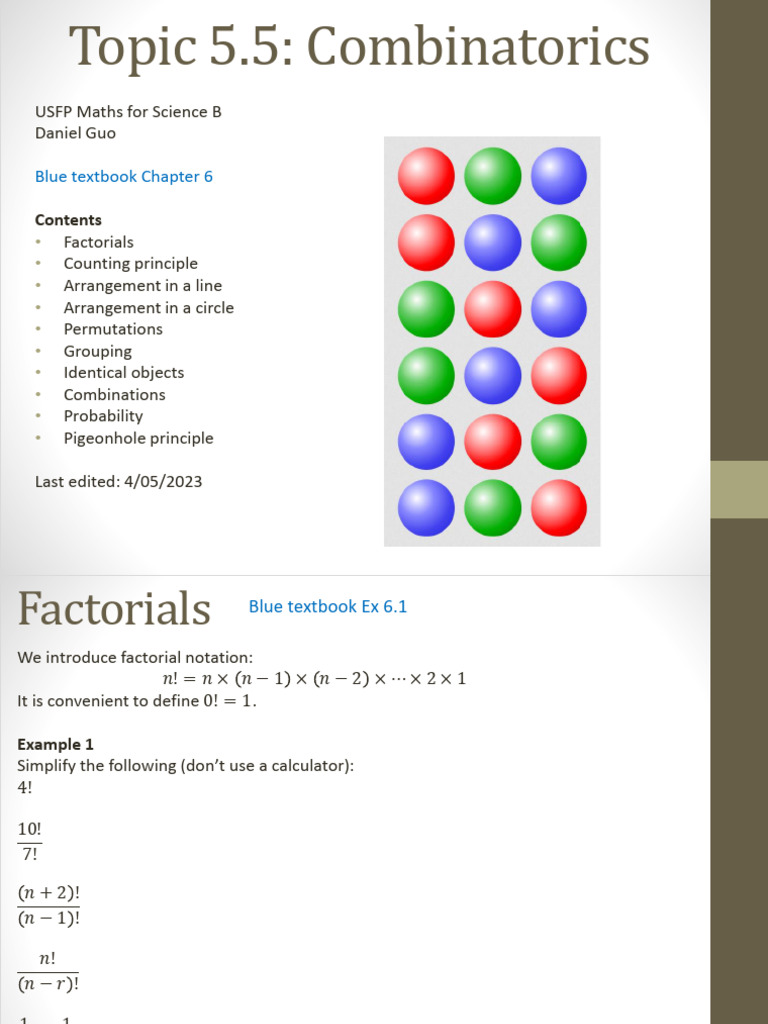 Topic 5.5 - MSB Combinatorics | PDF | Permutation | Mathematics