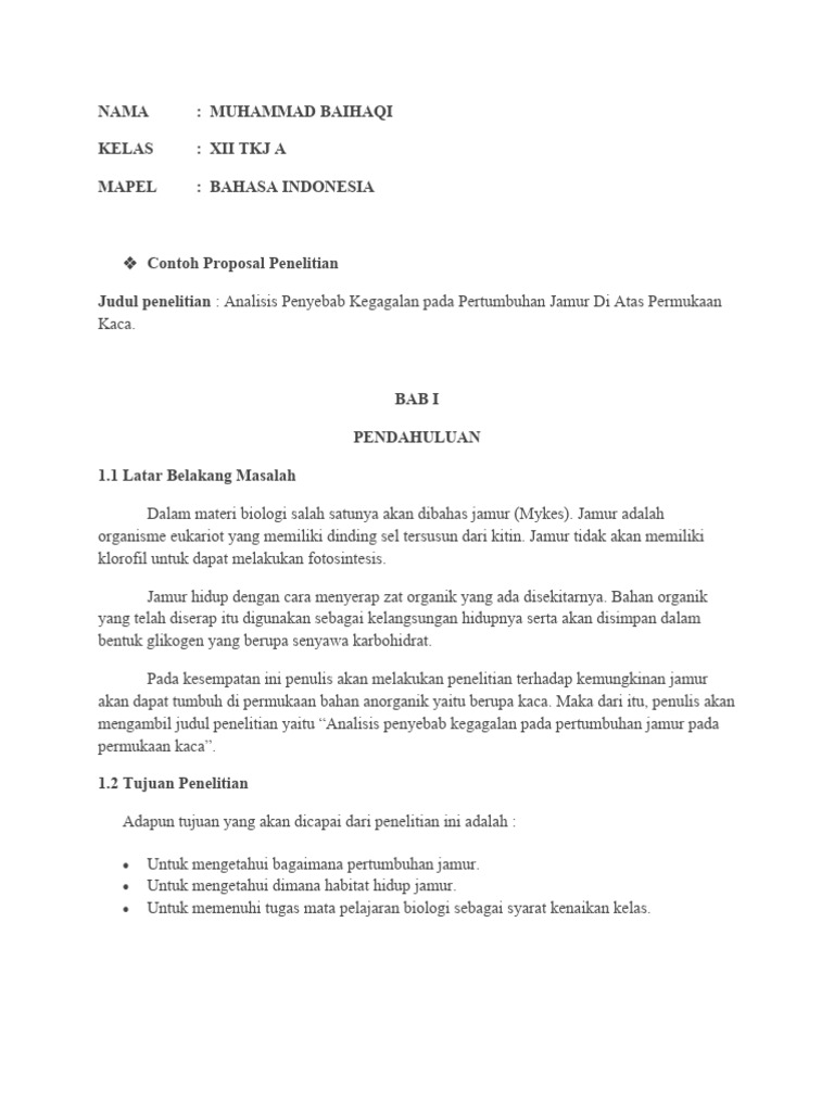 Contoh Proposal | PDF | Sains & Matematika