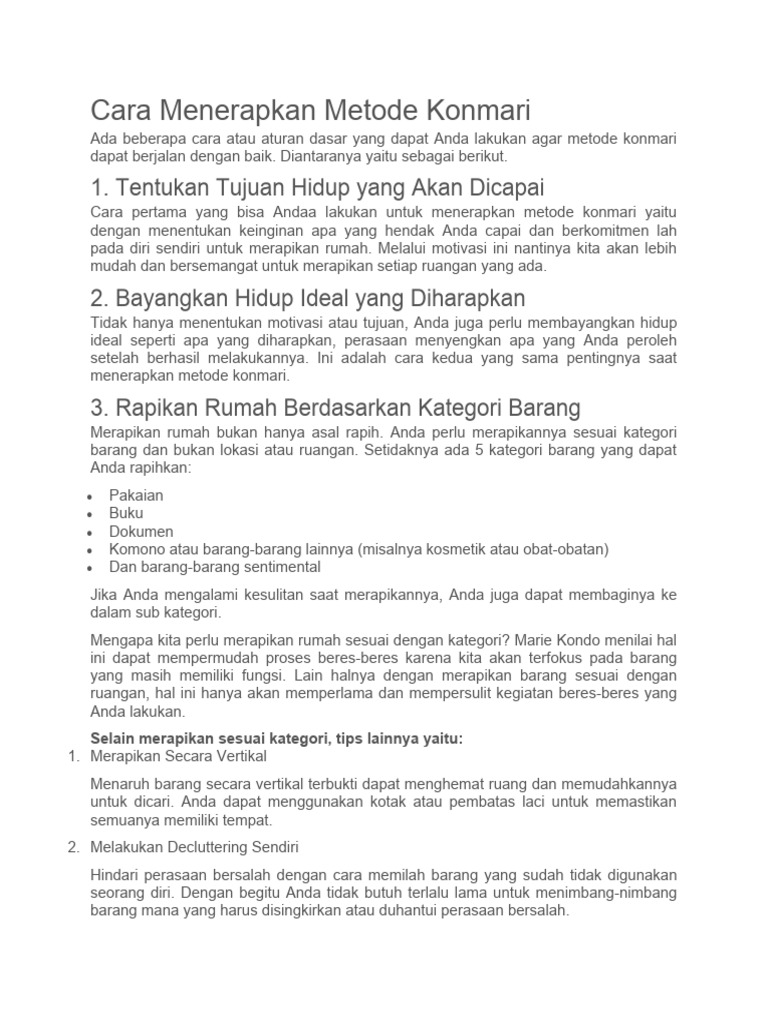 Panduan Praktis Metode Konmari | PDF