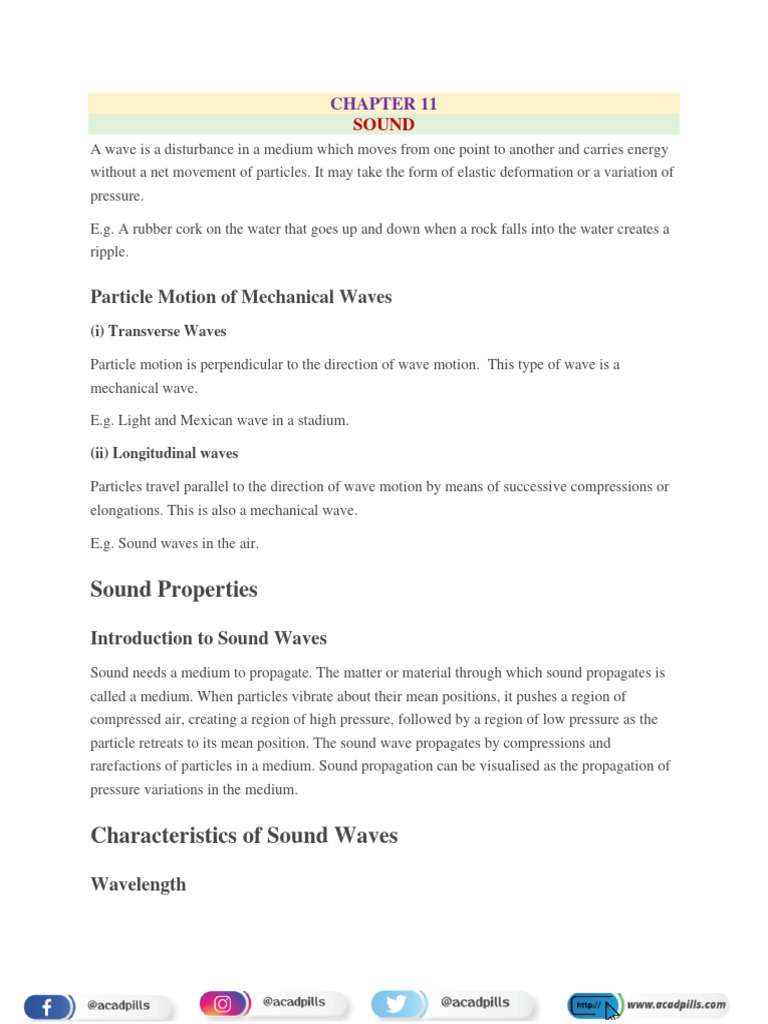 Chapter 11 Sound | PDF | Sound | Waves