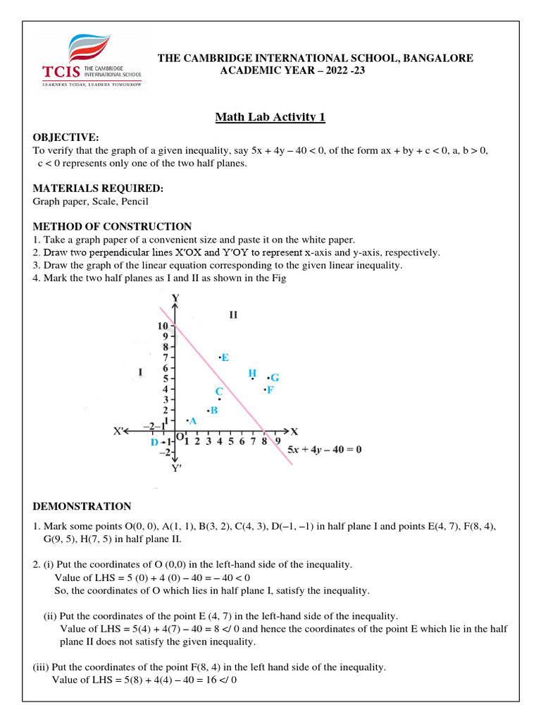 Math Lab Activity Class 11 | PDF