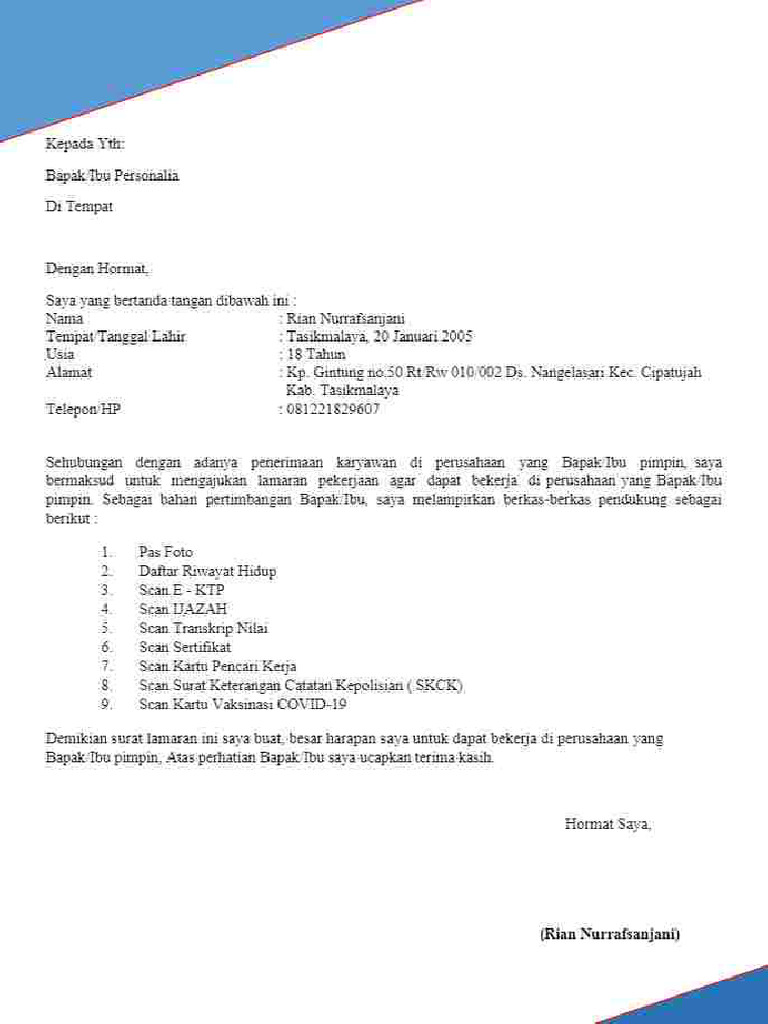 CV Rian Nurrafsanjani | PDF