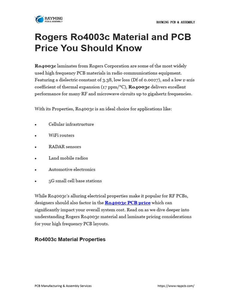 Rogers Ro4003c Material and PCB Price You Should Know | Download Free ...