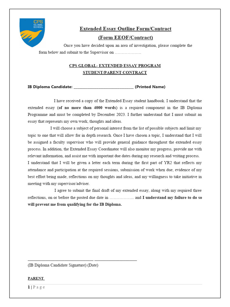 Ee Student Parent Contract | PDF
