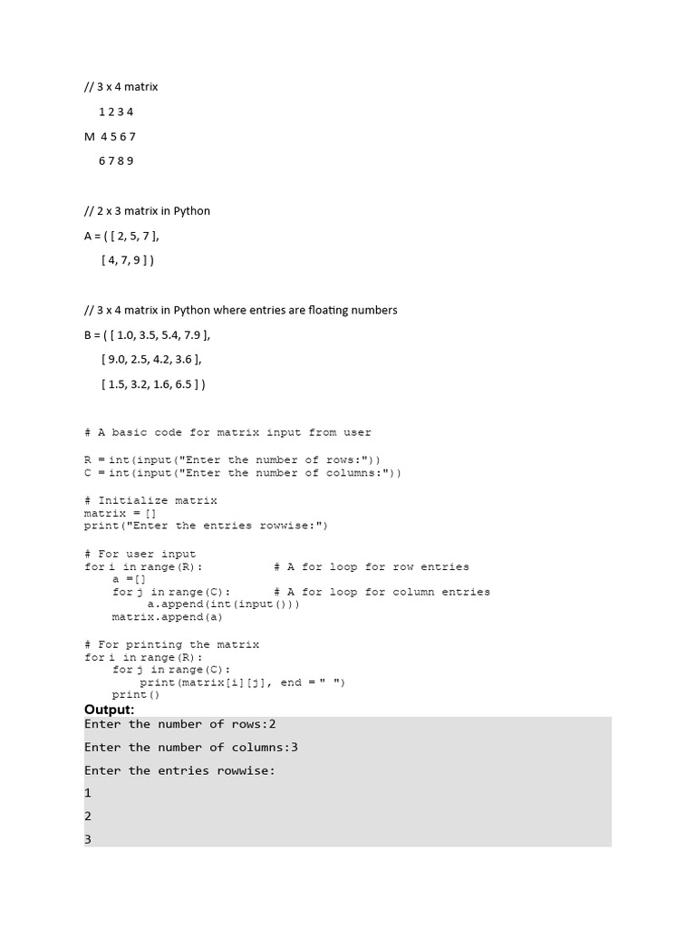 3 X 4 Matrix Pdf 