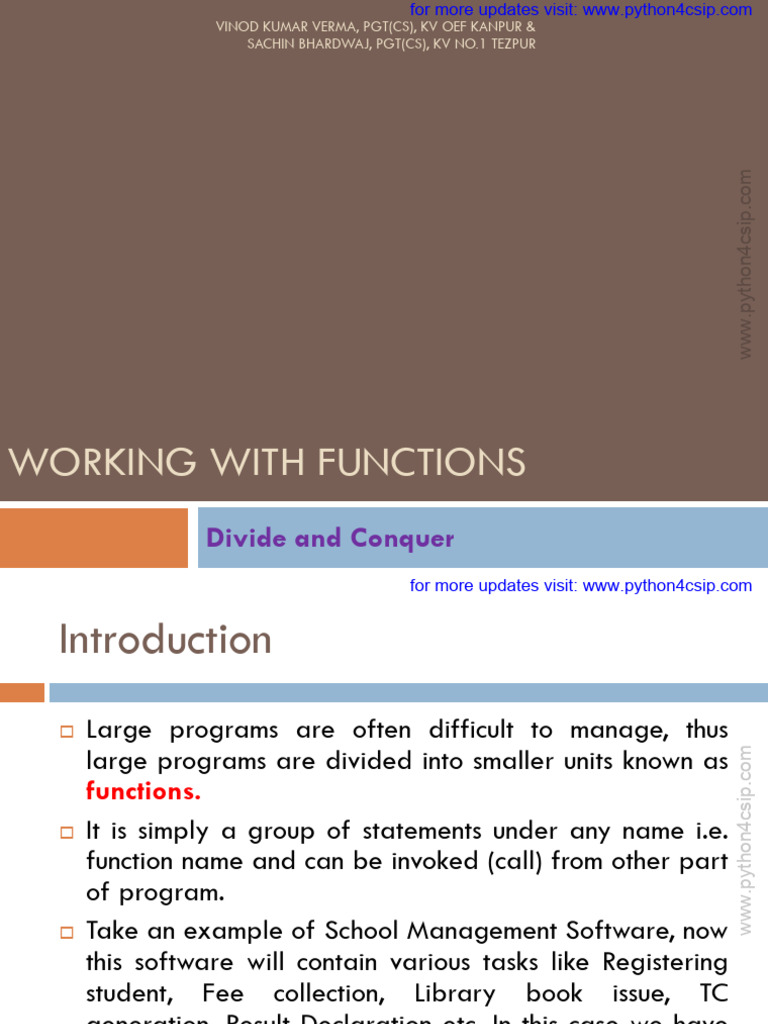 Working With Functions Pdf Parameter Computer Programming Scope Computer Science