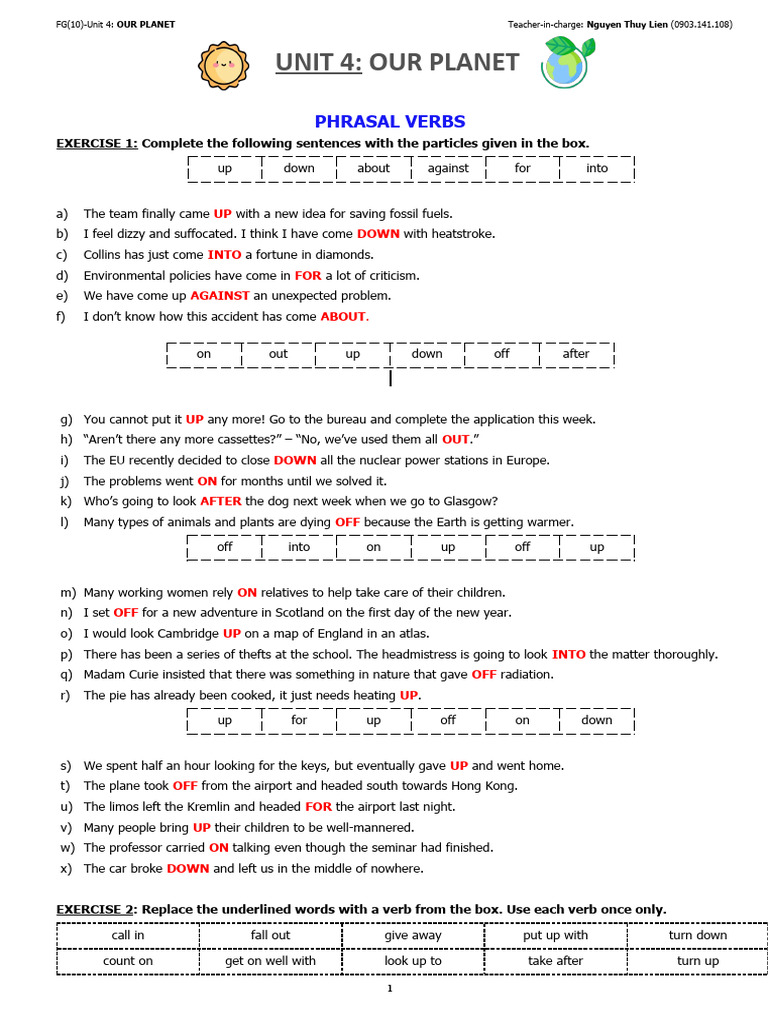 UNIT 4-OUR PLANET (Wordlist + Practice) | PDF | Coral Reef | Greenhouse ...