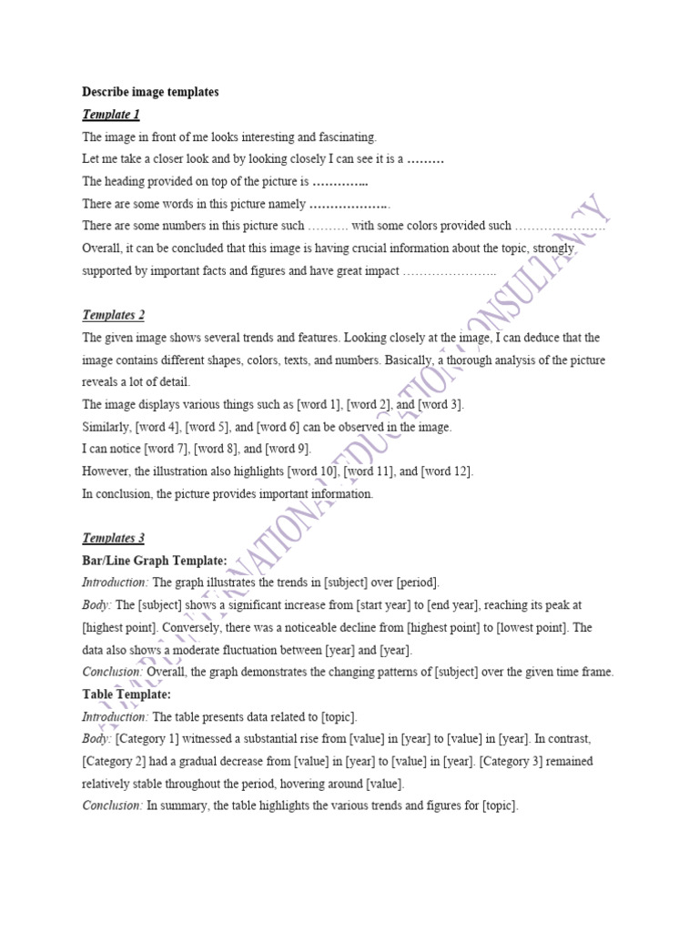 Describe Image Templates | PDF | Pie Chart | Chart