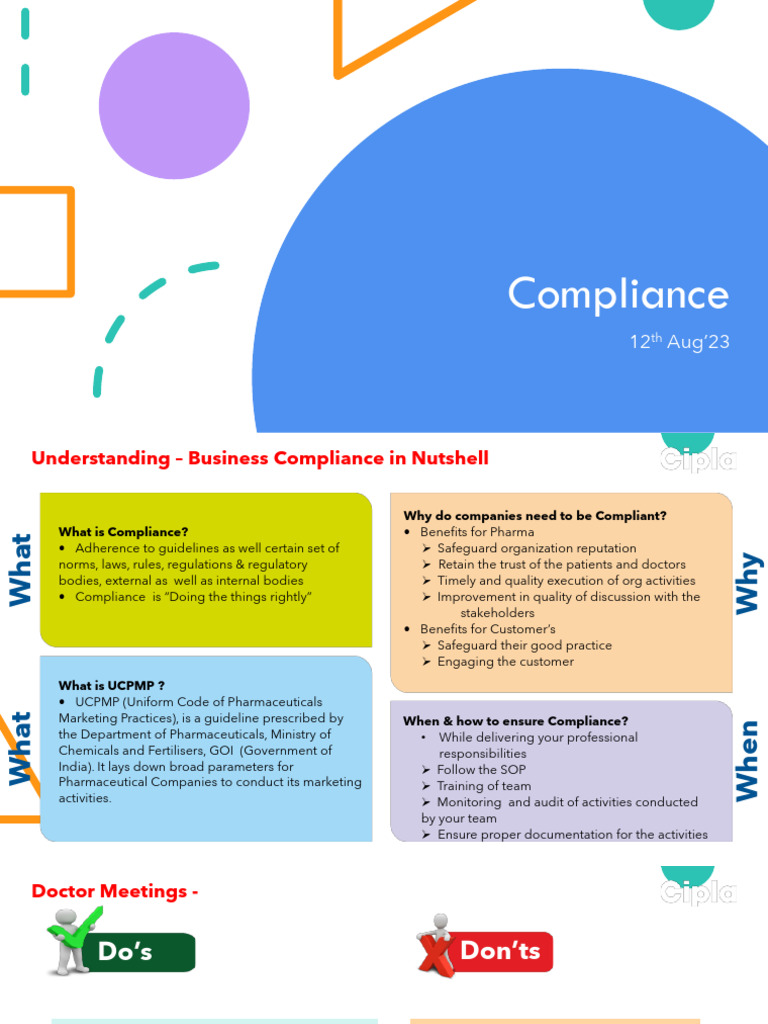 Compliance Notes | PDF | Regulatory Compliance | Pharmaceutical Industry