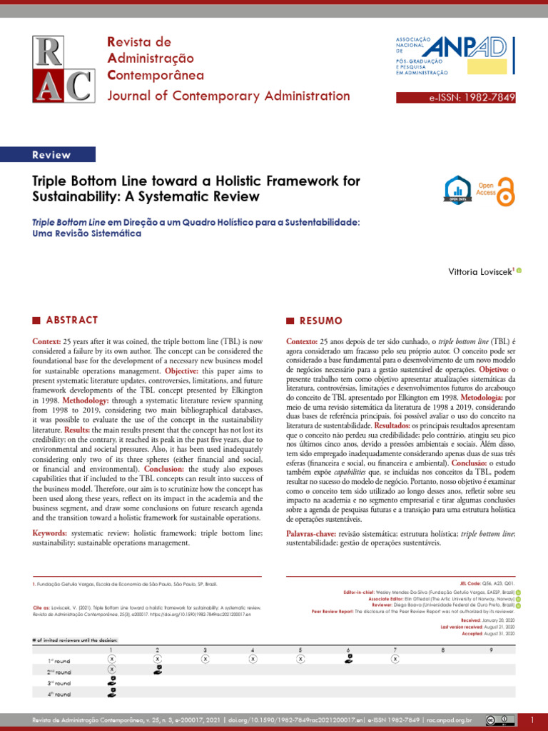 Triple Bottom Line Toward A Holistic Framework For | PDF
