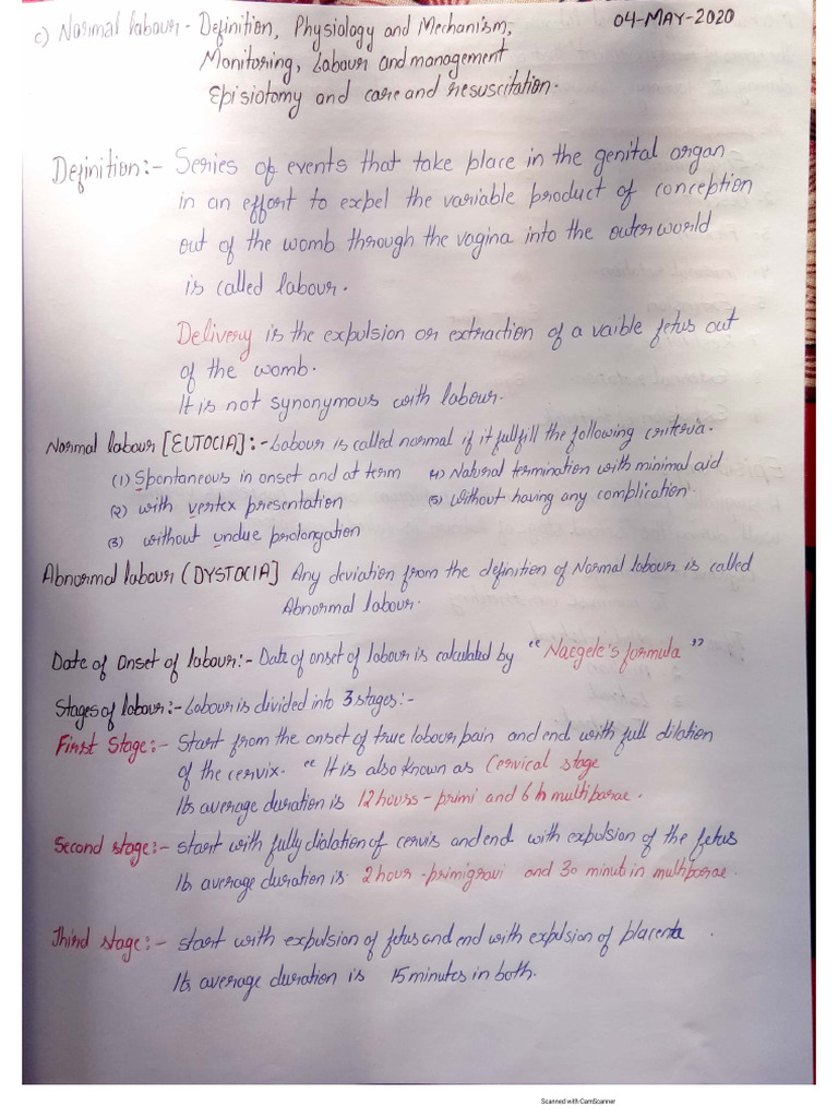 Normal Labour Notes | PDF