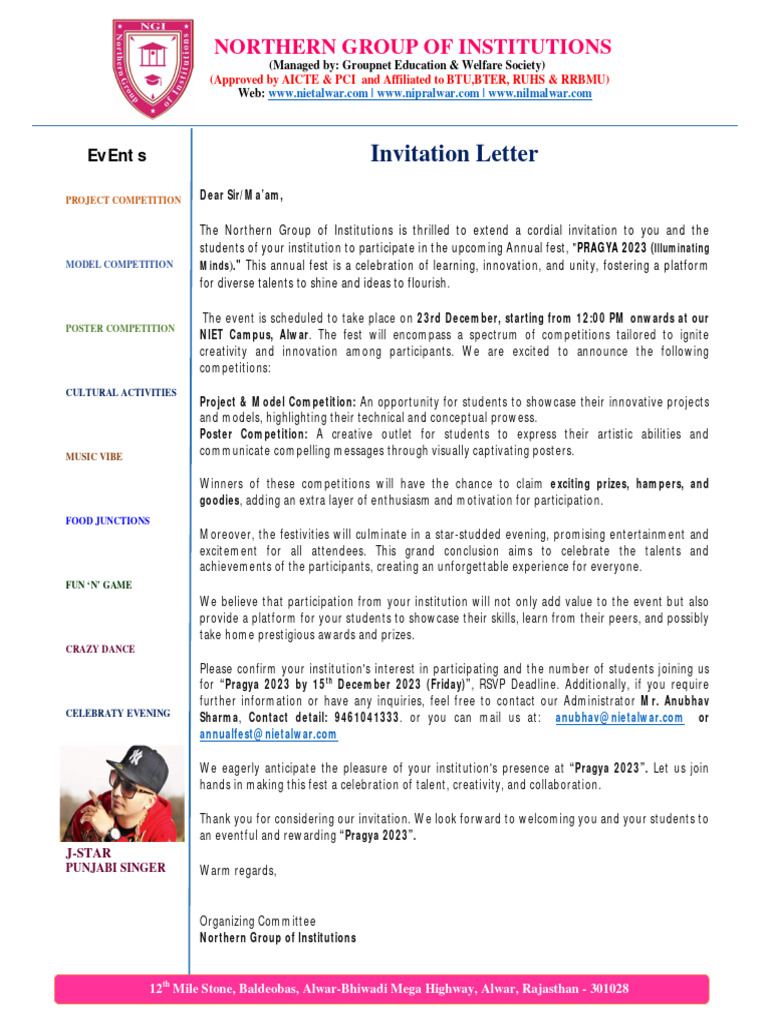 Final Invitation For Annual Fest | Download Free PDF | Cognition