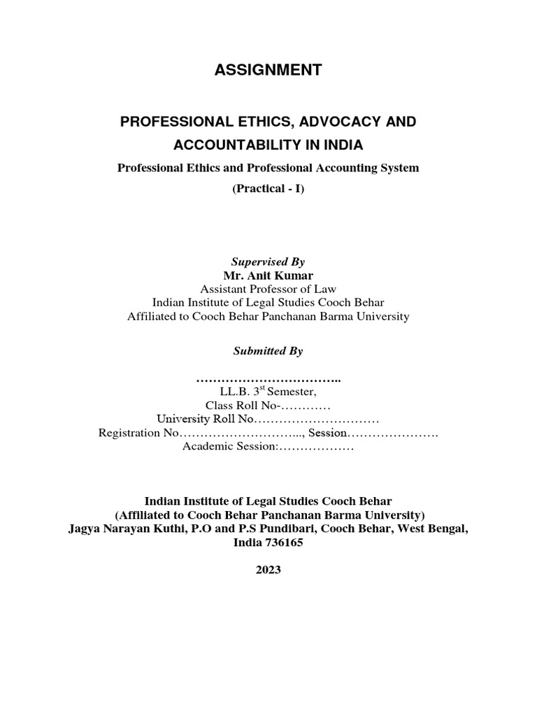 Professional Ethics Assignment | PDF | Advocate | Justice