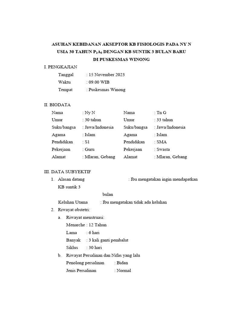 Askeb KB Suntik 3 Bulan | PDF