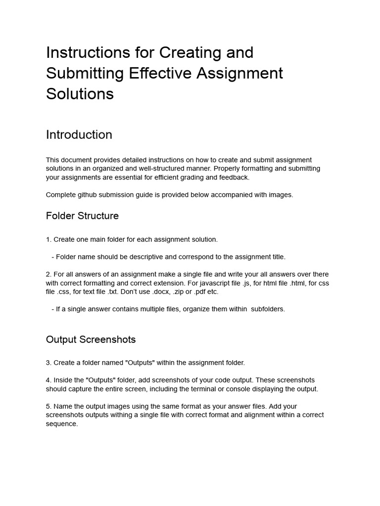 Instructions For Creating and Submitting Effective Assignment Solutions ... Instructions For Creating and Submitting Effective Assignment Solutions ...
