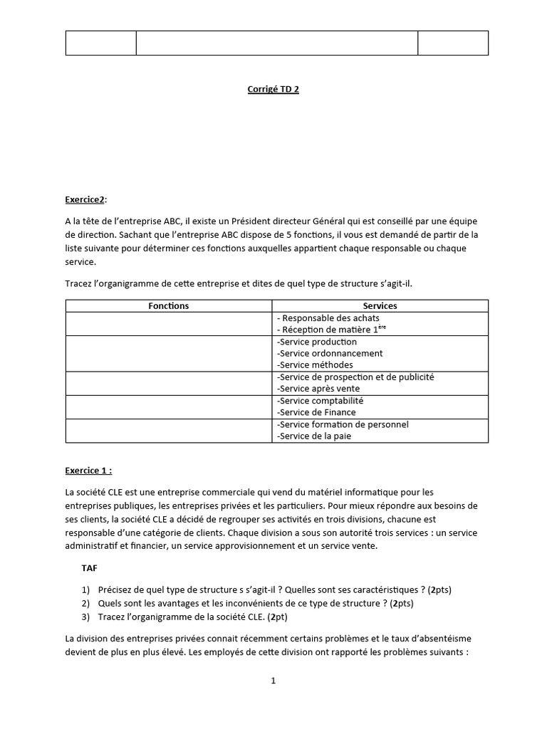Corrigé td2 | PDF | Business | Planification