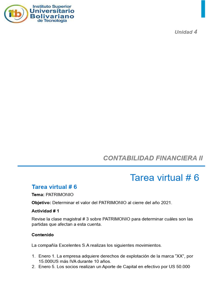 Tarea Virtual 6 Tania Llamuca | PDF | Dividendo | Servicios financieros