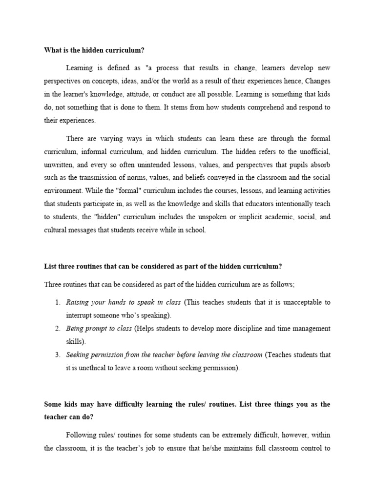 Ruth's Hidden Curriculum | PDF | Curriculum | Teachers