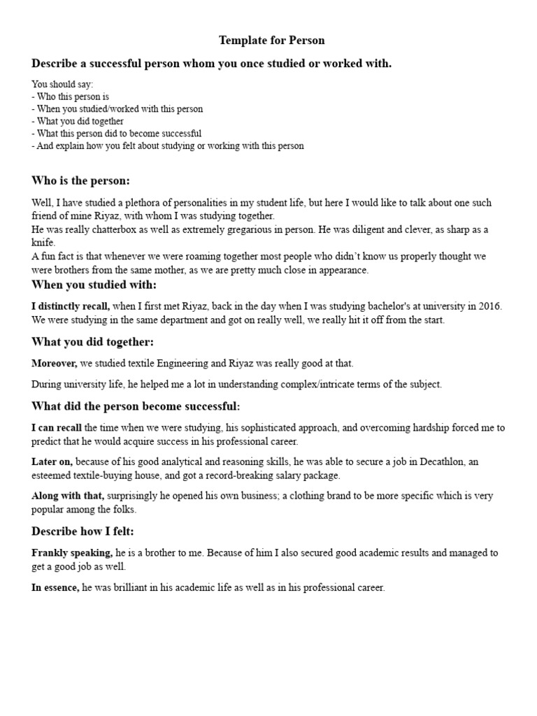 Speaking Template Person Pdf Brand Cricket