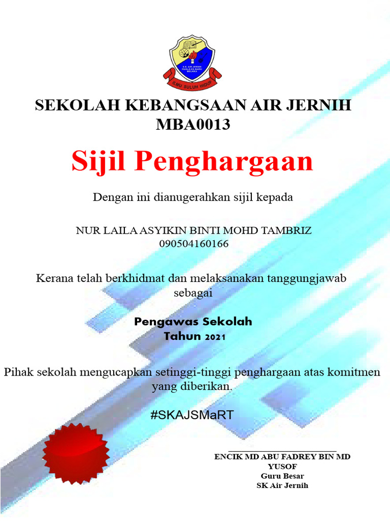 Template Sijil Penghargaan | PDF