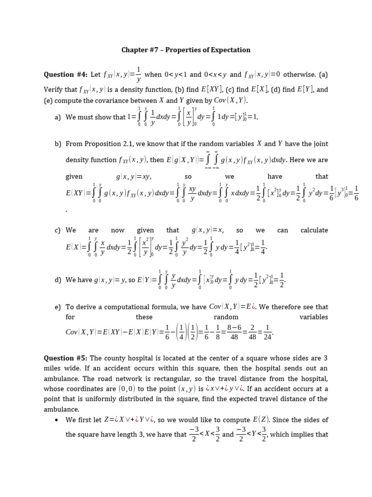 Chapter #7 - Properties of Expectation | PDF