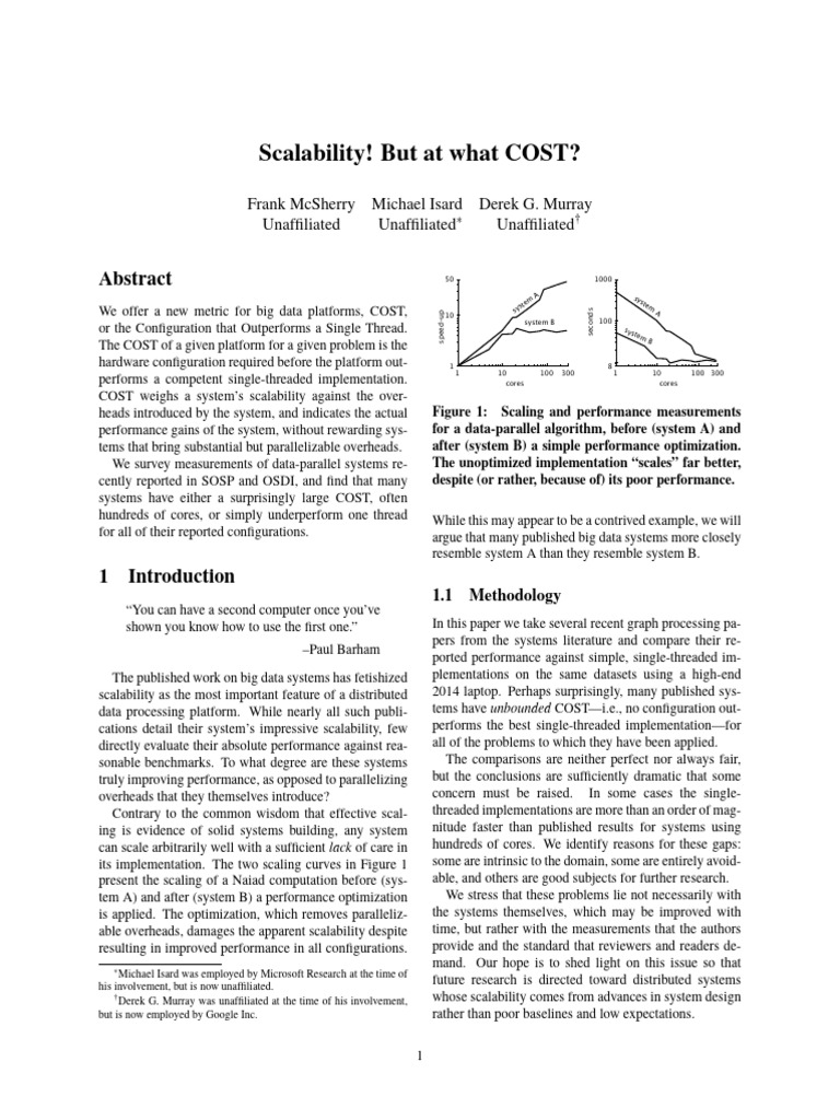 Scalability, But at What Cost | PDF