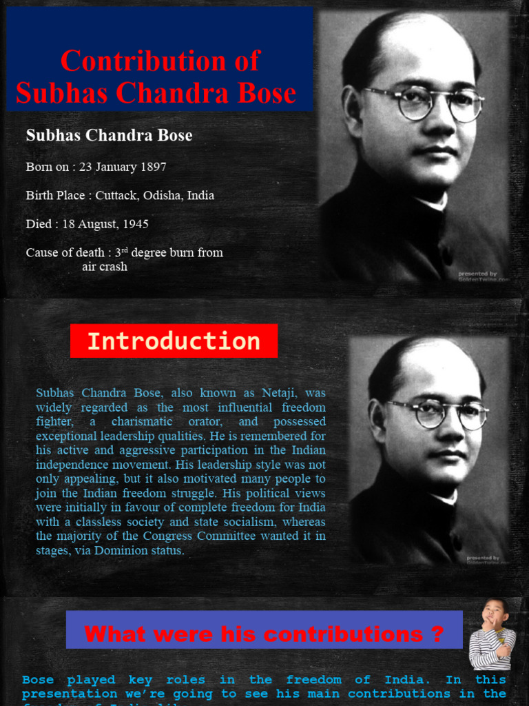 Contribution of Subhas Chandra Bose | PDF