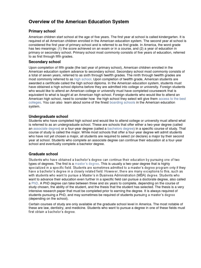 Overview of The American Education System | PDF | Education In The ...